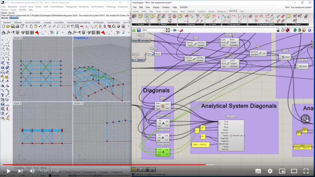 Das analytische System: Stahlhallen Konfigurator mit Grasshopper + SOFiSTiK