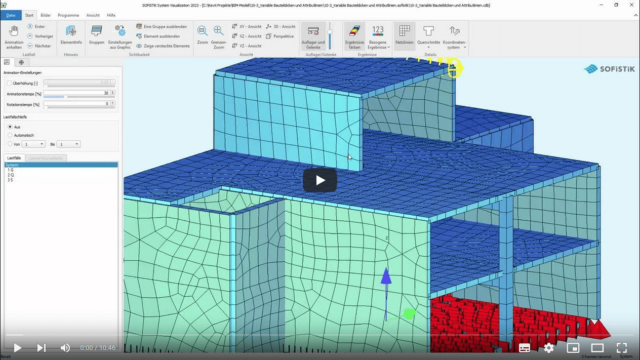 Variable Bauteildicken und Attributlinien in SOFiSTiK mit Revit